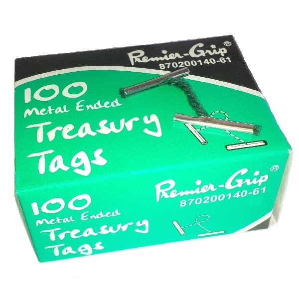 Premier-Grip® Metal Ended Treasury Tags 102mm